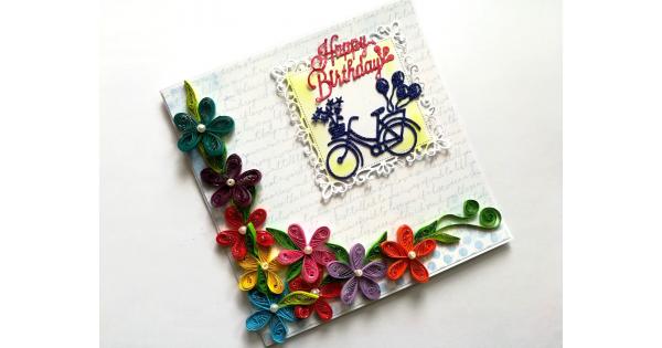 Buy Multicolor Flowers In Corner Birthday Greeting Card ...
